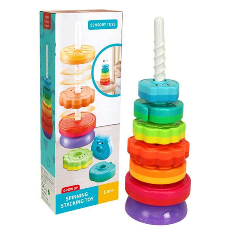 Baby Spinning Toy, Rainbow Stacking Toys for Toddlers 1-3, Ring Stacker ...
