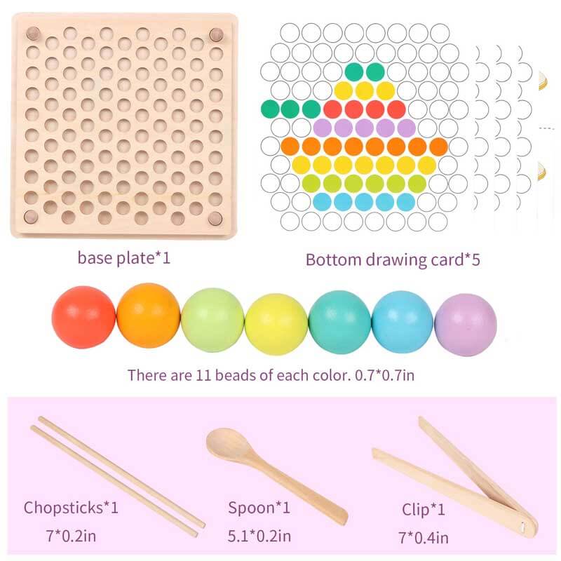 Wooden Peg Board Beads Game, Puzzle Color Sorting Stacking Art Toys for ...