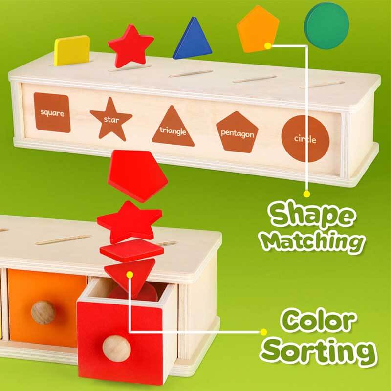 Color Shape Sorting Toy for Toddler 1-3 Year Old, Wooden Montessori Toy ...