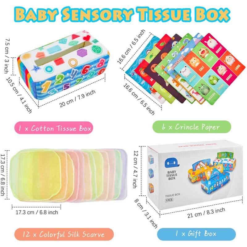 Baby Tissue Box Toys, Montessori Toy for Babies 6-12 Months Sensory ...