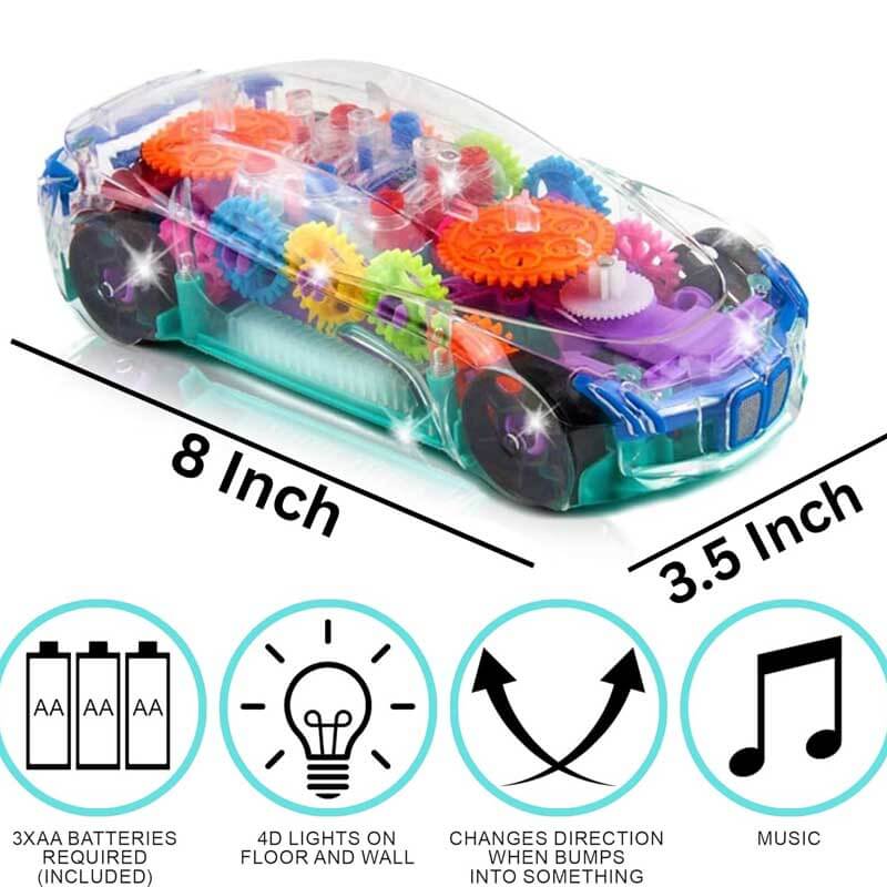 Light Up Transparent Car Toy for Kids, 1PC, Bump and Go Toy Car with ...