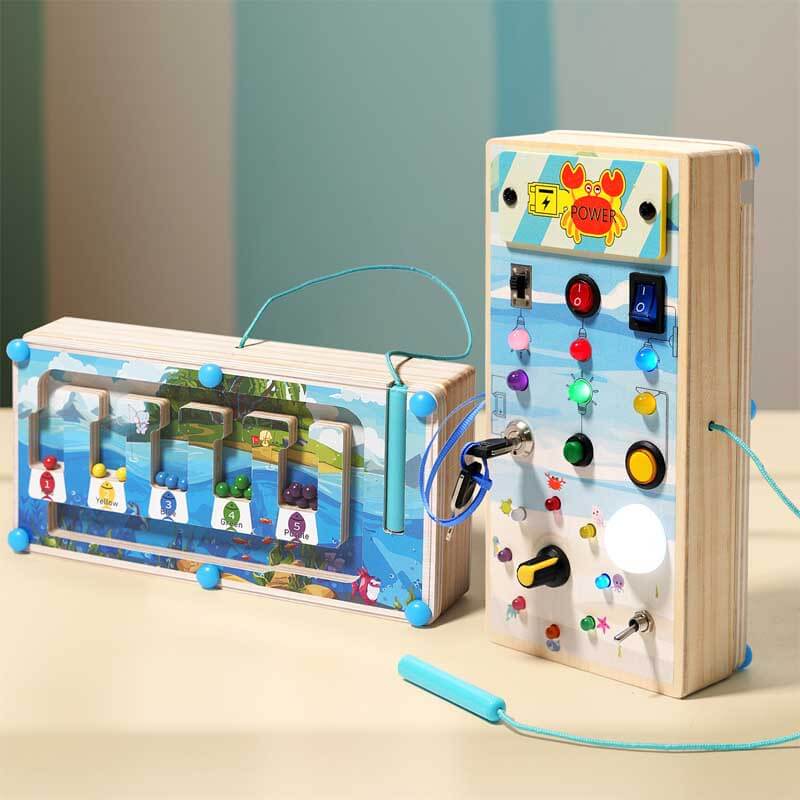 Busy Board Montessori Toys for Toddler, Wooden Sensory Board Switch Toy ...