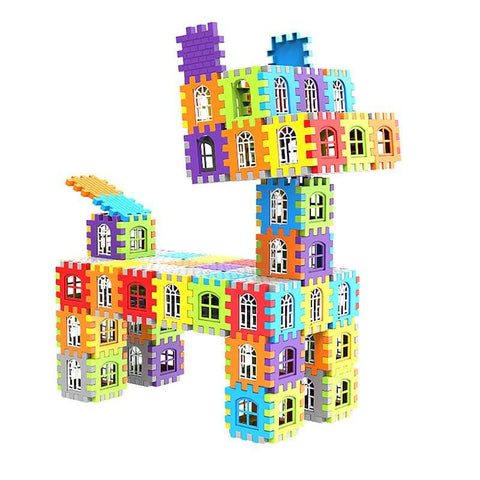 Waffle Interlocking Building Blocks with Storage Container for Kids ...