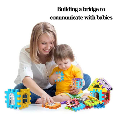Waffle Interlocking Building Blocks with Storage Container for Kids ...