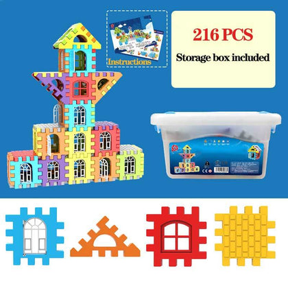 Waffle Interlocking Building Blocks with Storage Container for Kids ...