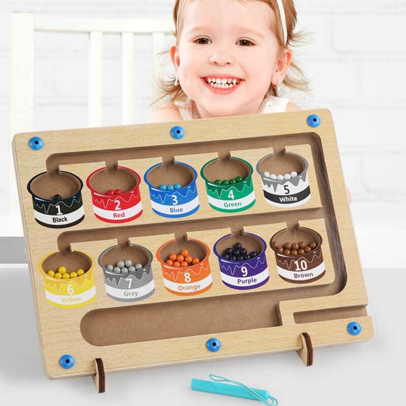 Magnetic Color and Number Maze, Wooden Magnet Puzzles Board Games for ...