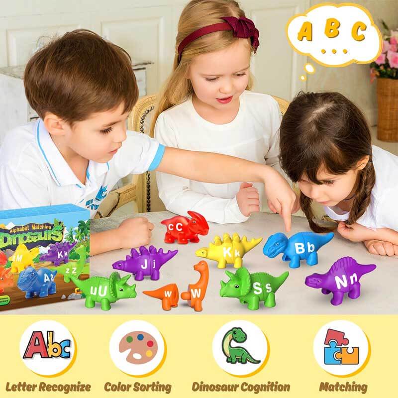 52 PCS ABC Alphabet Learning Toys for Ages 2-4,Dinosaur Toys,Preschool ...