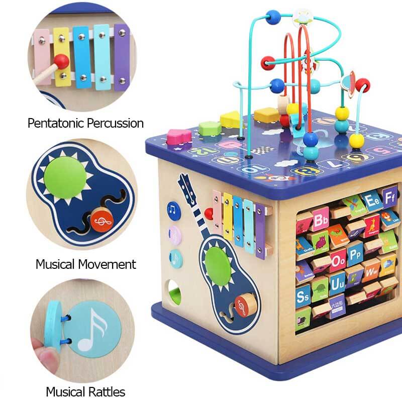 13-in-1 Wooden Bead Maze & Block Play Table – Educational Toy for ...