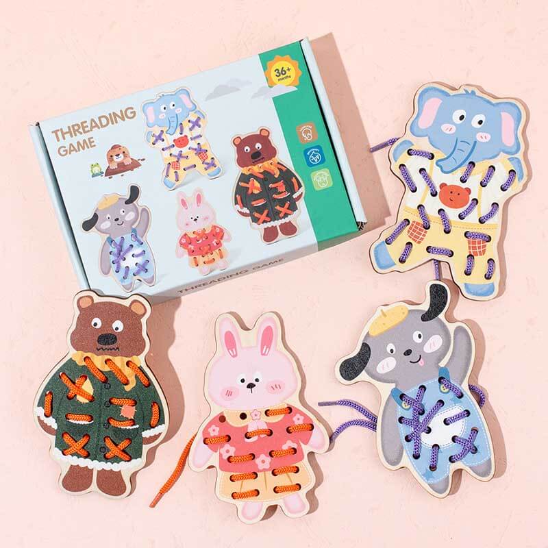 Wooden Animal Lacing Toy Montessori Sewing,Art and Craft,Threading Toy ...