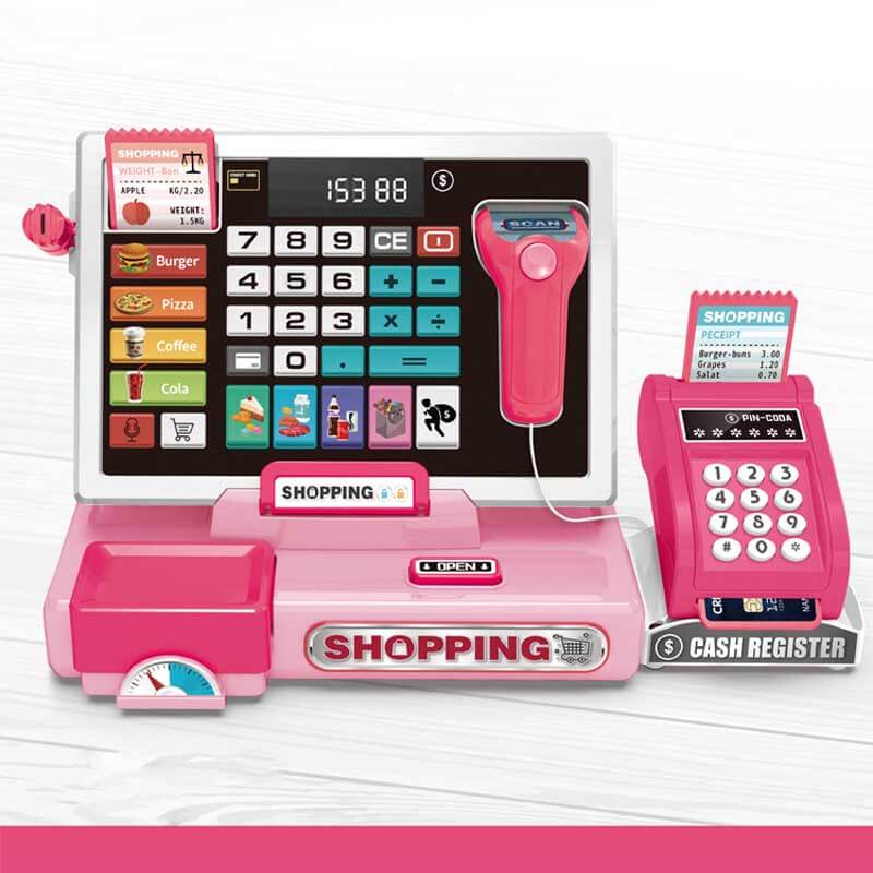 70Pcs Toy Cash Register for Kids Ages 4-8 with Scanner & Shopping Cart ...