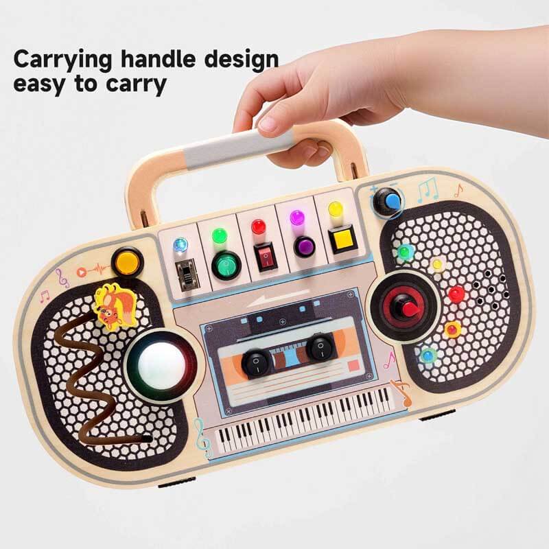 Wooden Sensory Busy Recorder with LED Light Switches, TV Radio Telegram ...