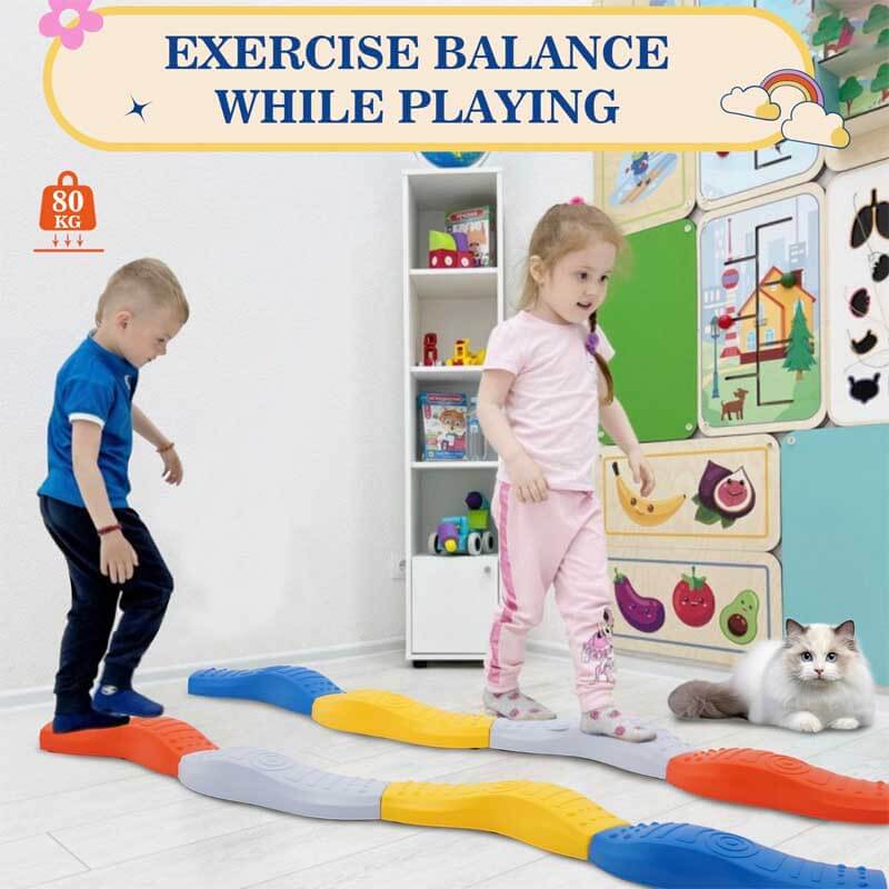 Colored Wavy Circle Balance Beams Stepping Stones for Kids, 20 Pc. Set ...