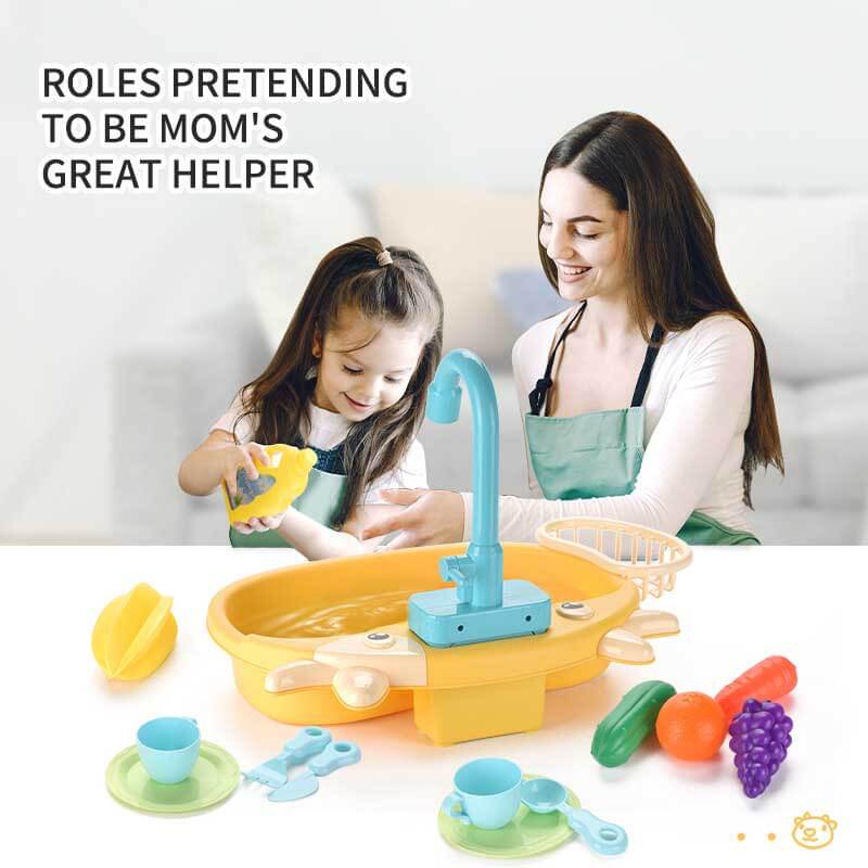Play Kitchen Sink Toy with Running Water for Kids Toddler, Learning ...