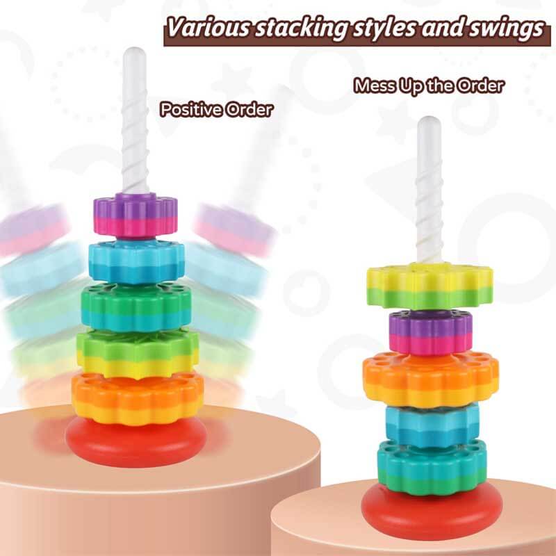 Baby Spinning Toy, Rainbow Stacking Toys for Toddlers 1-3, Ring Stacker ...