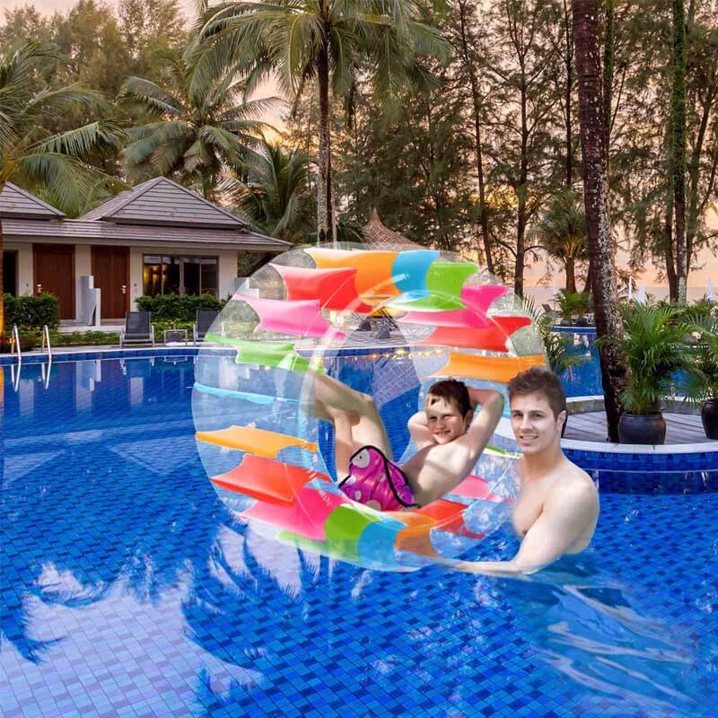 Kids Inflatable Water Wheel Roller - Colorful Rainbow Pool Floats Toys ...