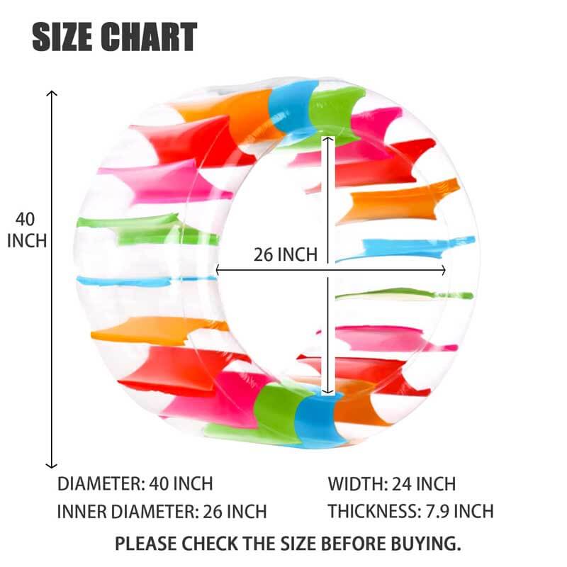Kids Inflatable Water Wheel Roller - Colorful Rainbow Pool Floats Toys ...
